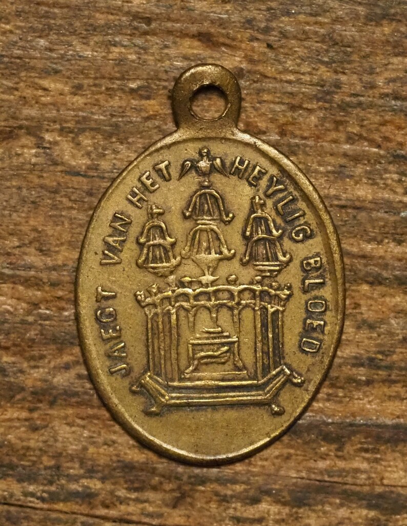 Antique religious bronze relic medal pendant souvenir of holy | Etsy