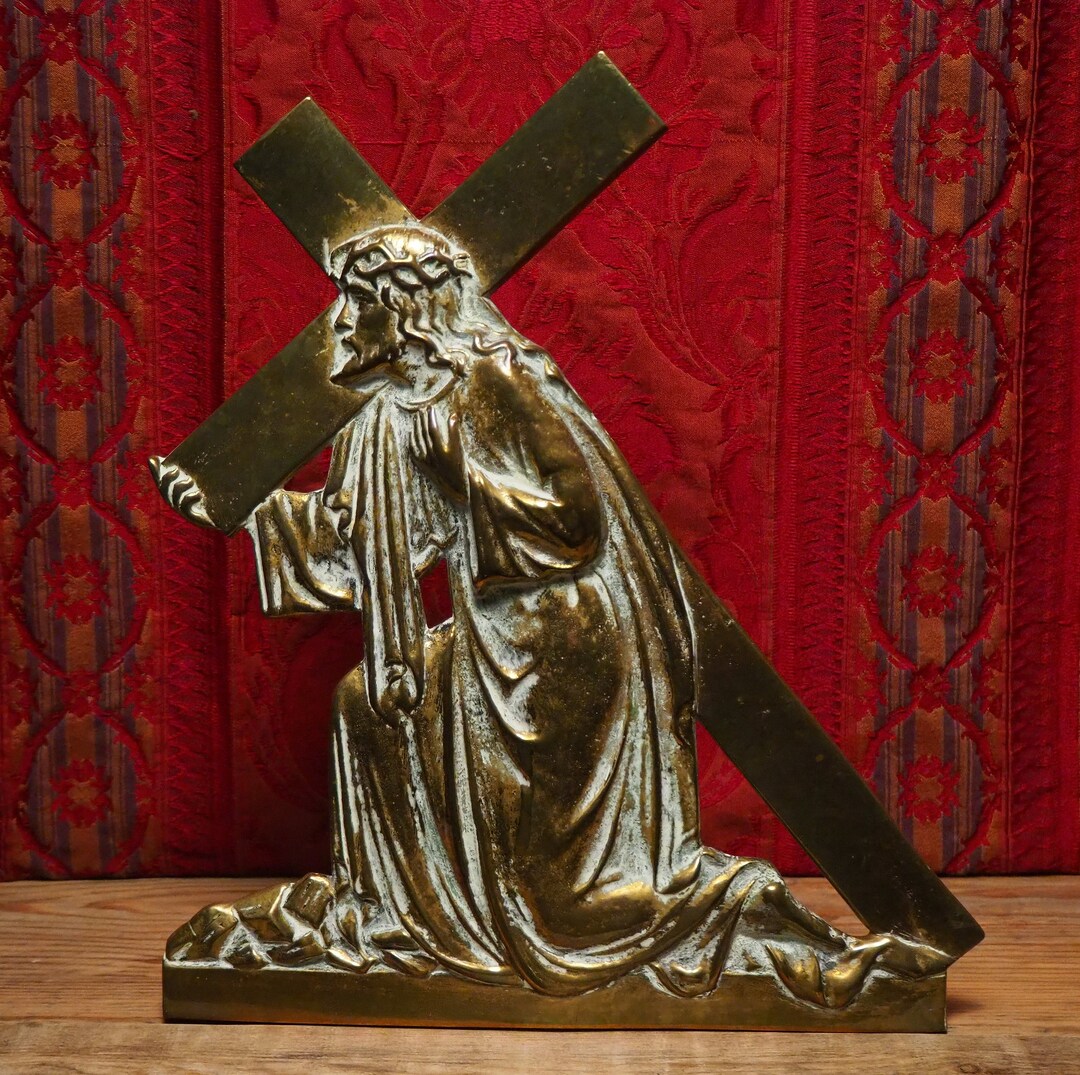 Large Antique Detailed Religious Statue Plaque of Our Lord Jesus With ...