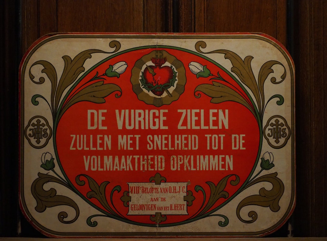 Antique Art Nouveau Dutch Genuine Procession Cardboard Display Plaque ...