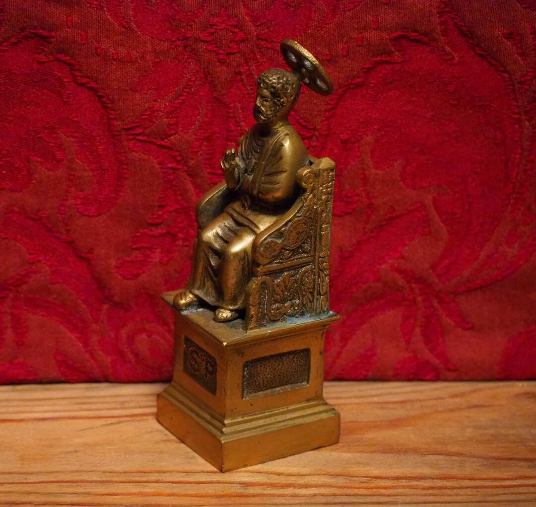 Antique Detailed Bronze Look Statue of Saint Peter With the Key to ...