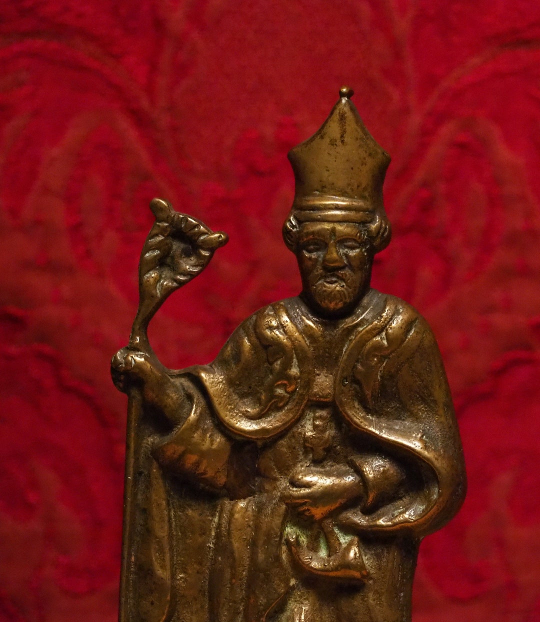 Antique Detailed Bronze Statue of Saint Hubert With the Holy Deer on a ...