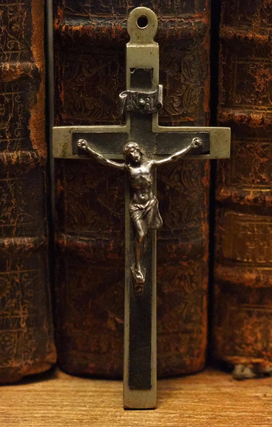 Antique French Pectoral Skull Cross Bones Crucifix Pendant Silvered ...