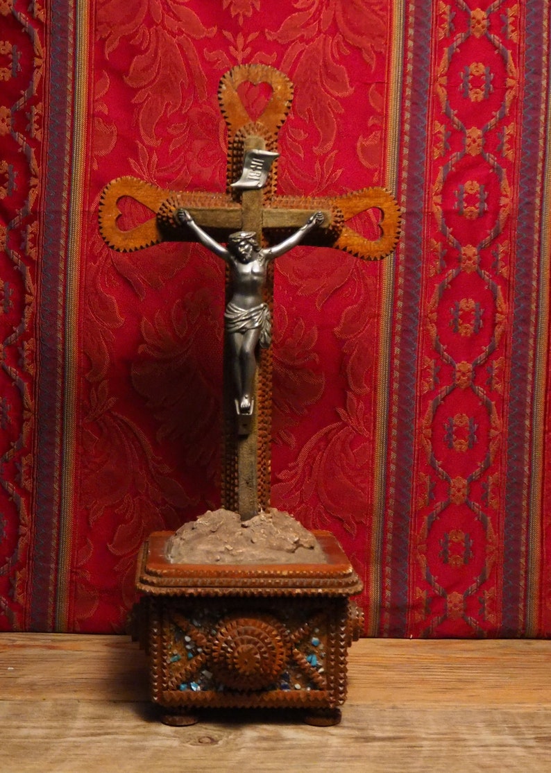 Antique Religious Altar Crucifix Cross in Tramp Art Hand - Etsy