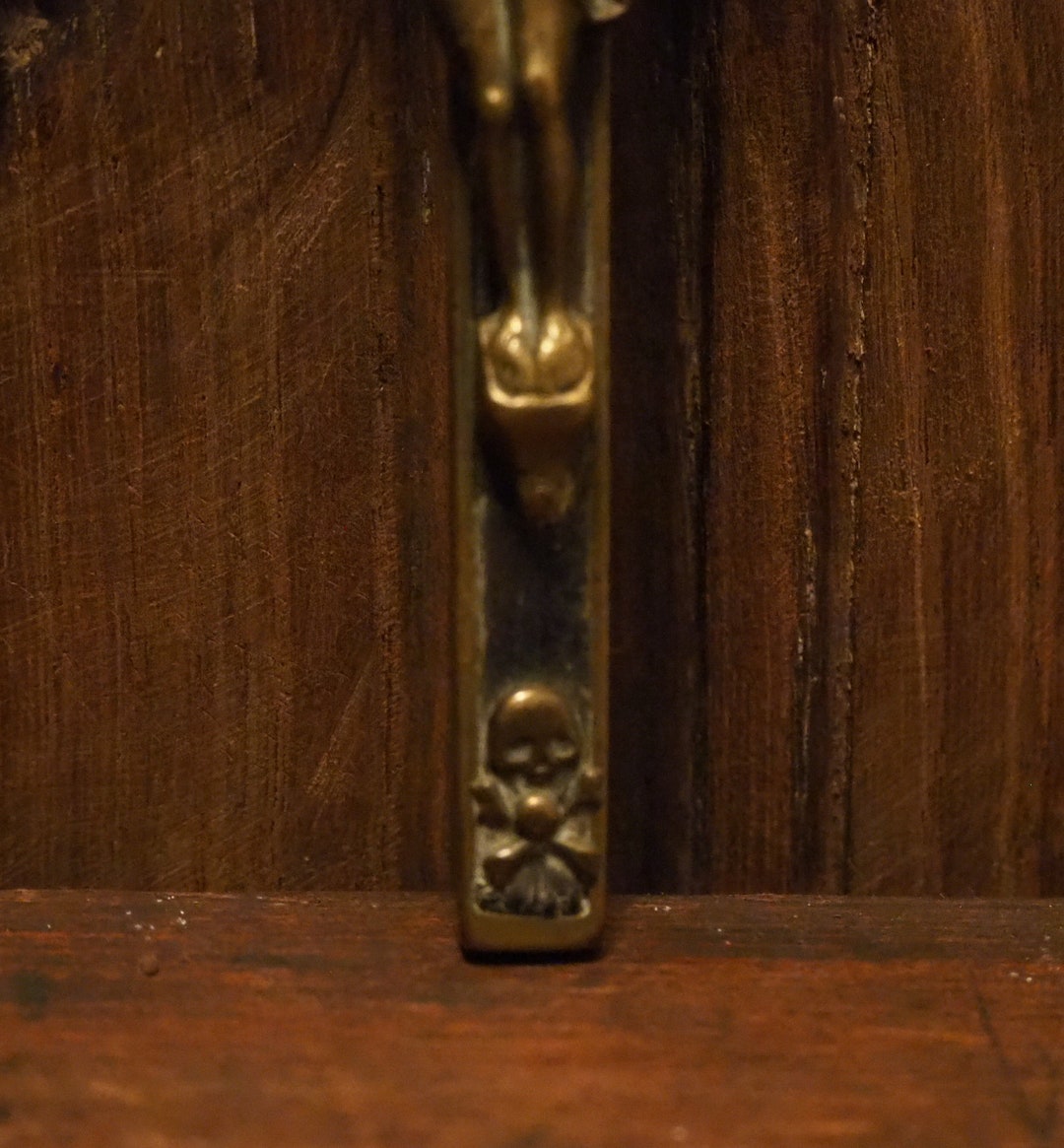 Antique Bronze Pectoral Religious Skull & Cross Bones Crucifix Pendant ...