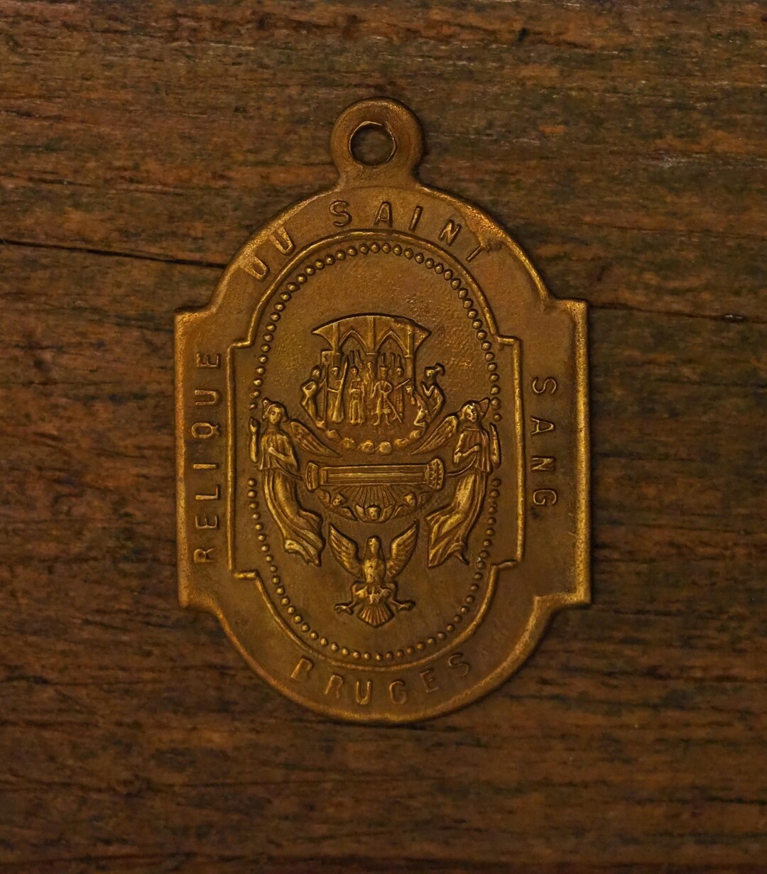 Antique Religious Bronze Relic Medal Pendant Souvenir of Holy Blood in ...