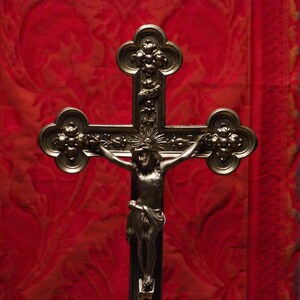 Antique French Religious Silver Look Altar Crucifix Cross Baroque Style ...