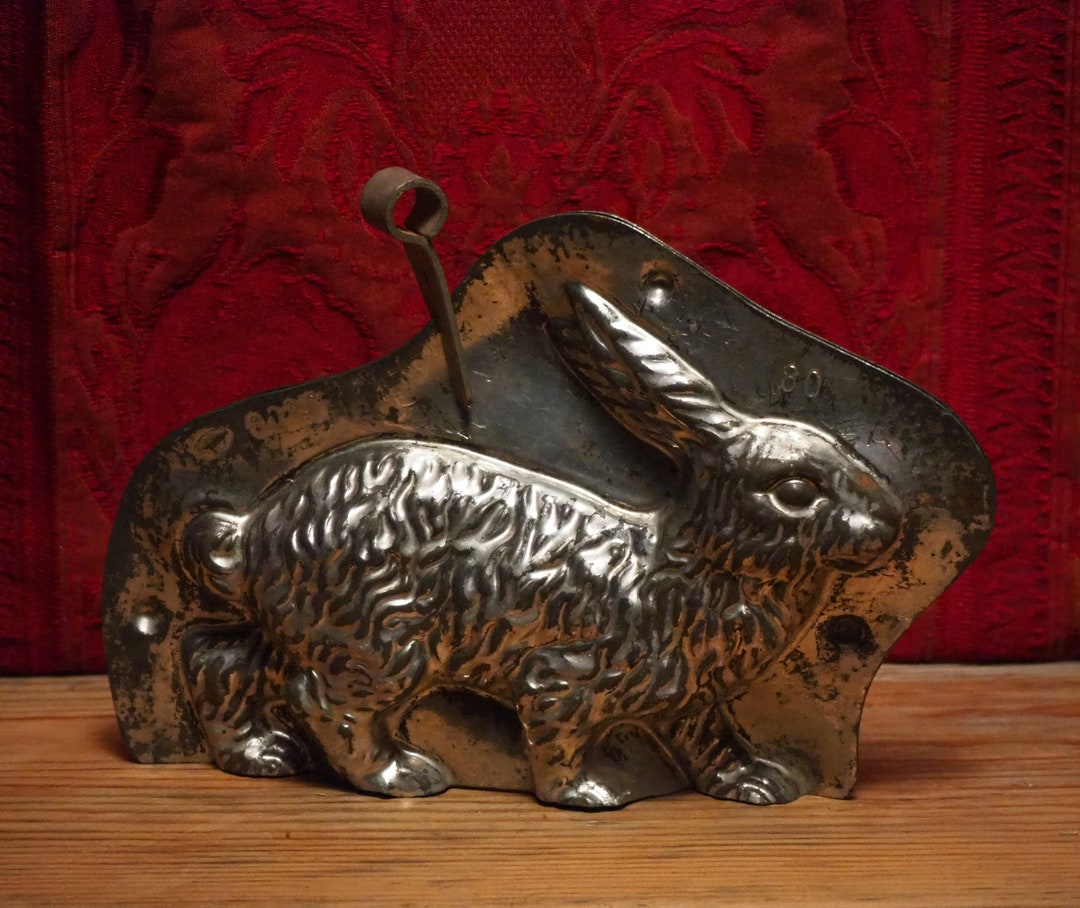 Antique Easter Two Part Chocolate Mold of a Running Rabbit Bunny Signed ...