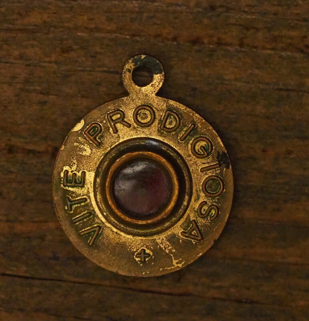 Antique Bronze Gold Tinted Religious Relic Reliquary Medal Pendant ...