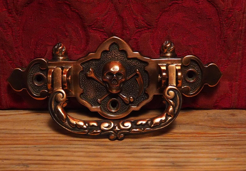 Antique French Gothic Red Copper Look Coffin Handles Skull and - Etsy