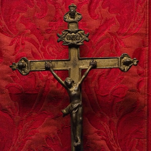 Antique French Religious Bronze Brass Altar Crucifix Cross Baroque ...