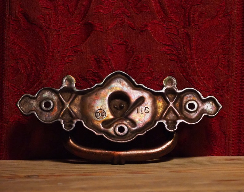 Antique French Gothic Red Copper Look Coffin Handles Skull and - Etsy