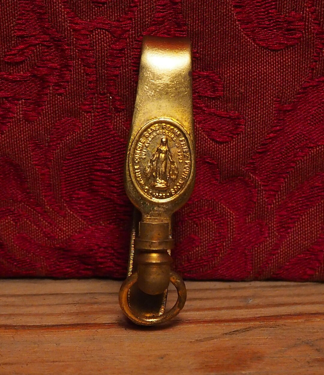 Antique Religious Bronze Belt Clip for a Large Nun Rosary: O Mary ...