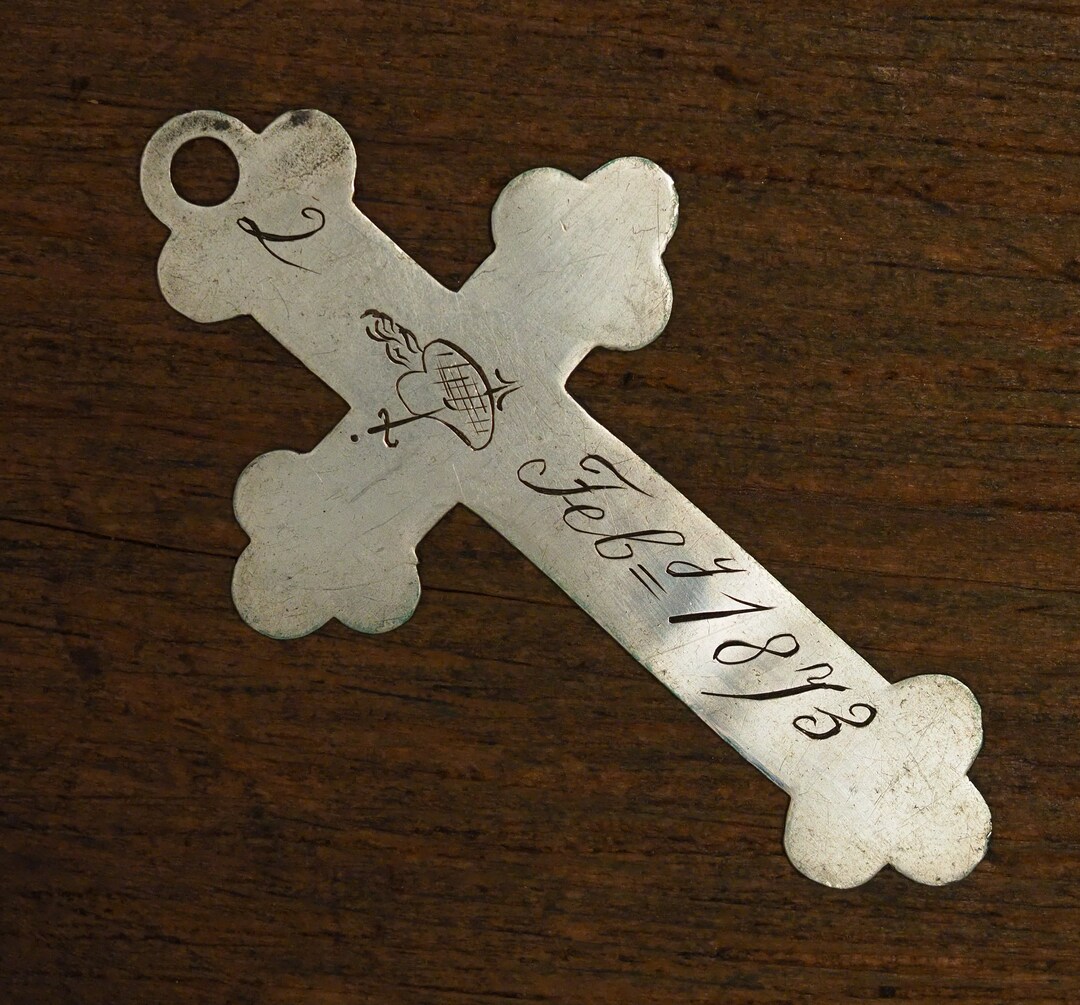 Antique Genuine Religious Solid Silver Nun Cross Pendant Engraved 2 ...