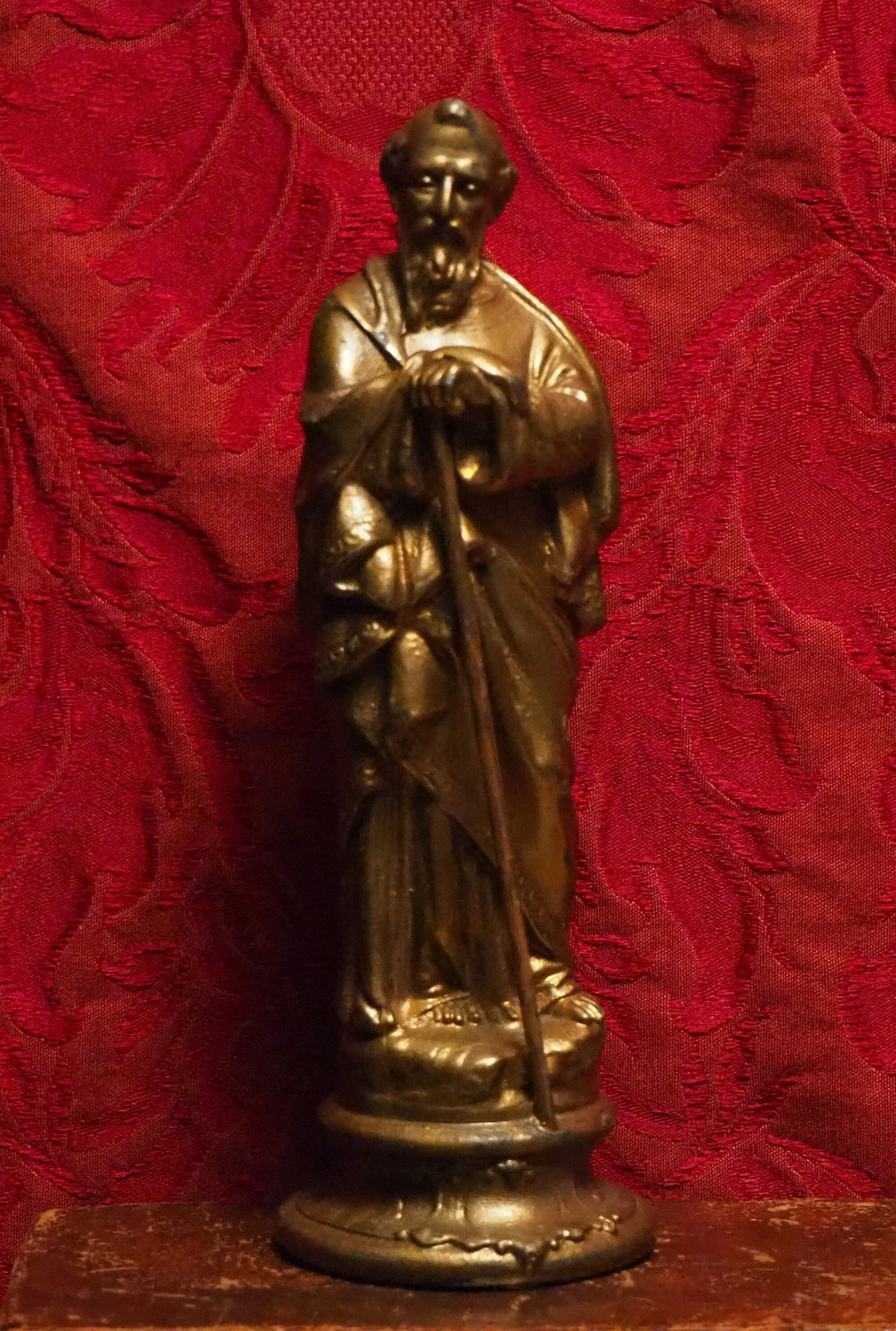 Antique French Bronze Look Statue of Saint Joseph With Staff - Etsy