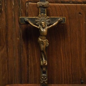 Antique Bronze Pectoral Religious Skull & Cross Bones Crucifix Pendant ...