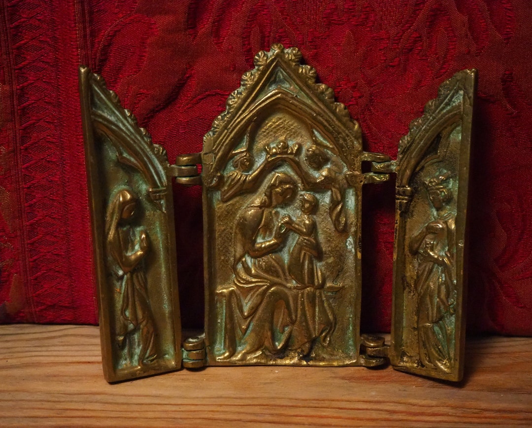 Antique Bronze Brass Religious Prayer Ornate Plaque Desk Stand - Etsy