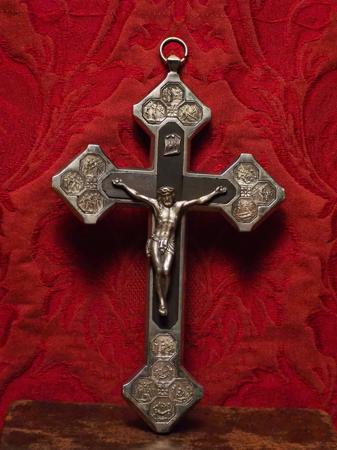 Large Antique French Art Deco Religious Wall Hanging Crucifix Cross ...