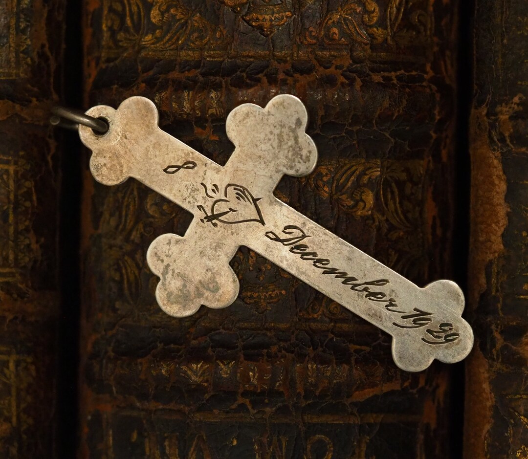 Antique Genuine Religious Solid Silver Nun Cross Pendant Engraved 8 ...