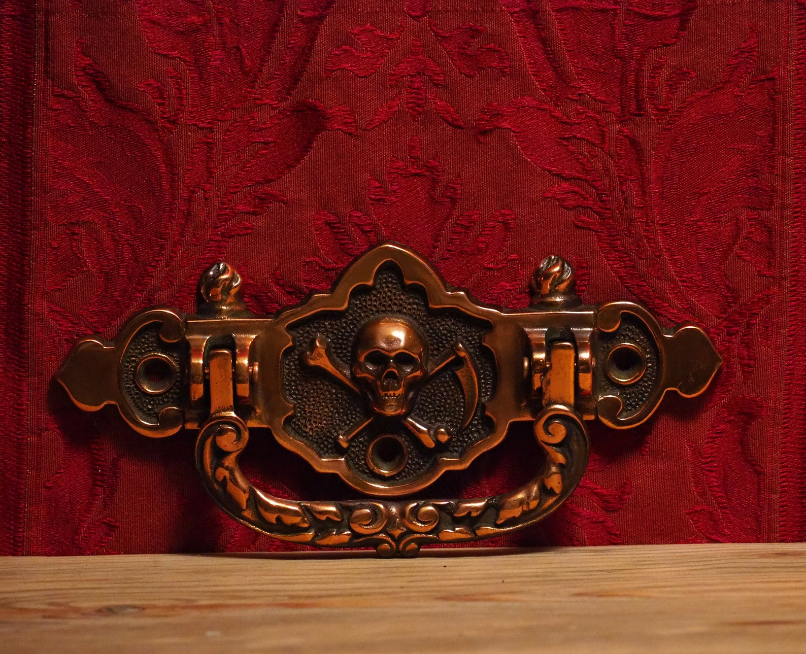 Antique French Gothic Red Copper Look Coffin Handles Skull and - Etsy