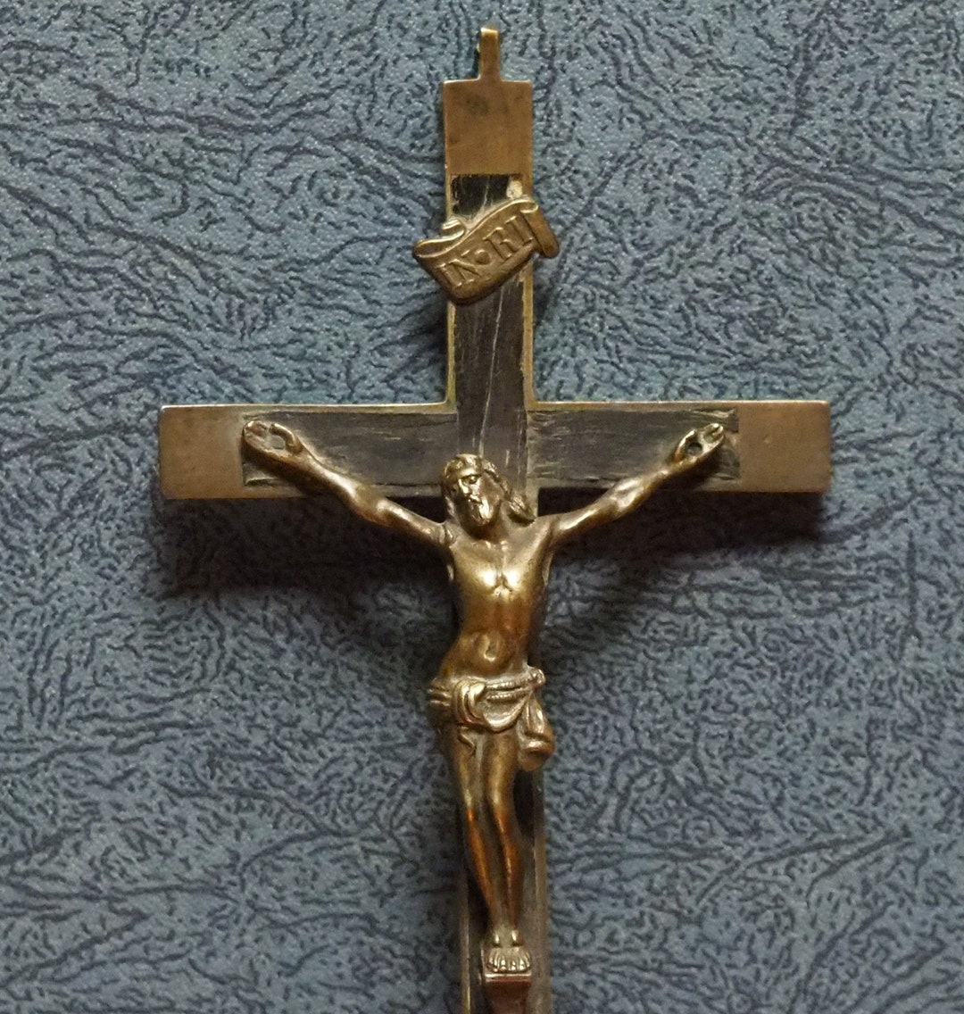 Antique Pectoral Religious Skull & Cross Bones Crucifix Pendant in ...
