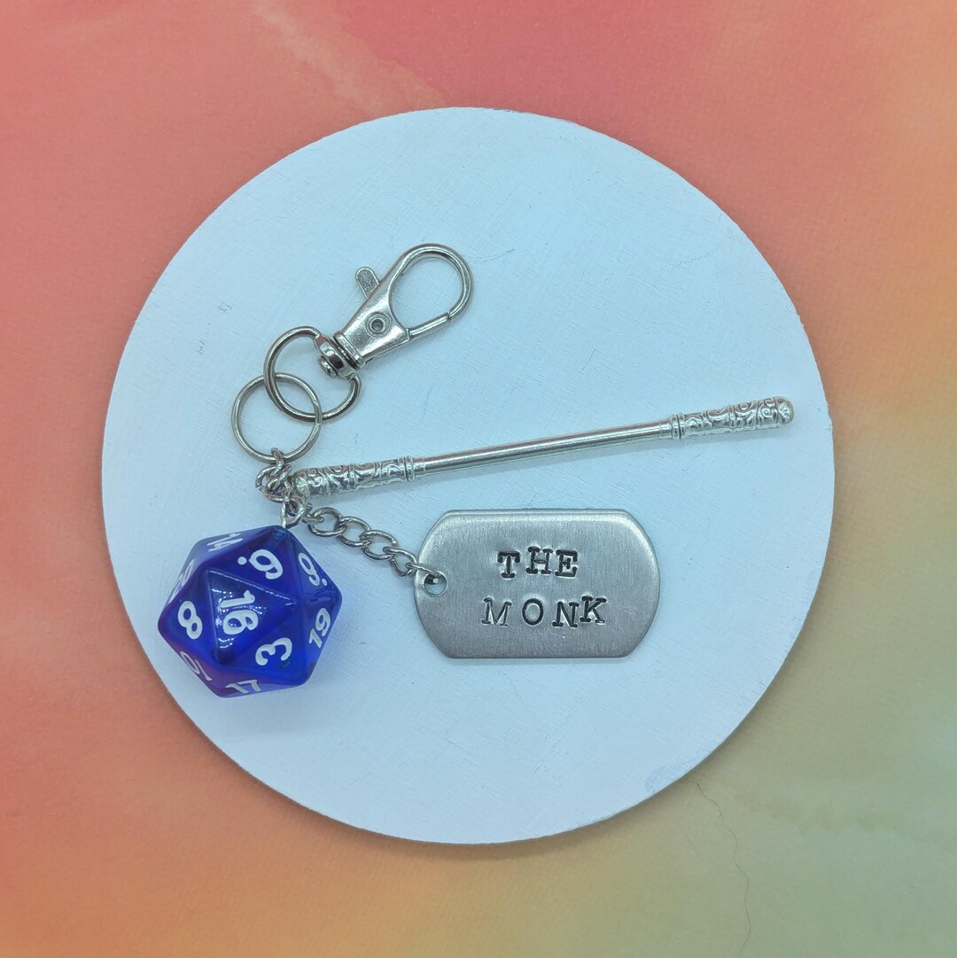 Dungeons and Dragons Monk Keychain Bag Charm Accessory DND D20 Baldur's ...