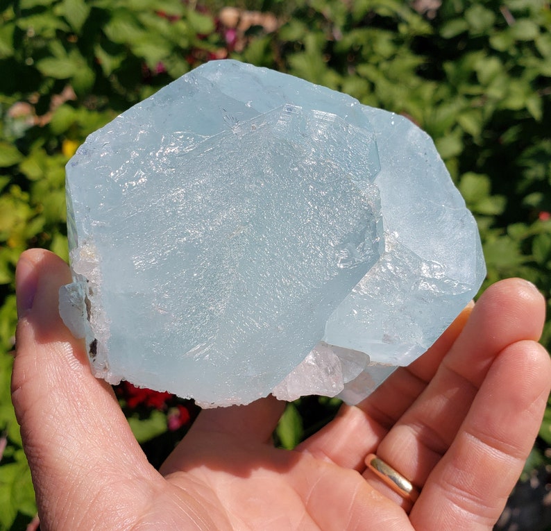 Huge Natural Aquamarine Crystal Cluster 1 Lb, Raw Blue Beryl Mineral ...