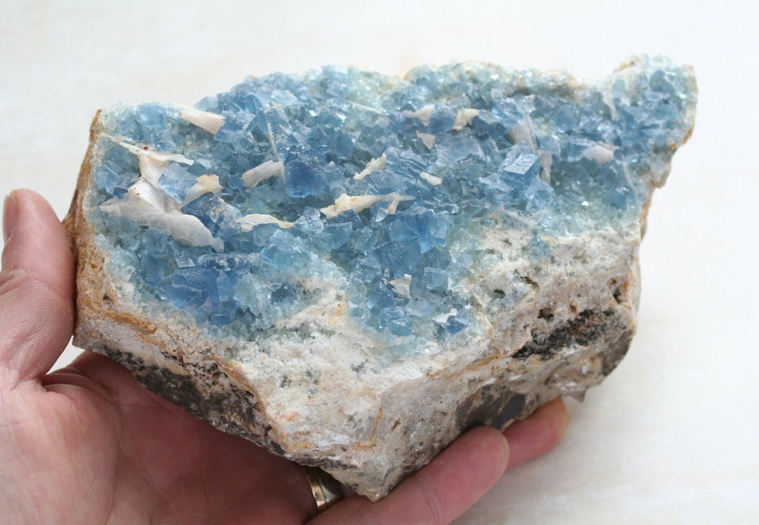 Large Blue Fluorite Crystal Cluster, New Mexico Mineral Specimen ...