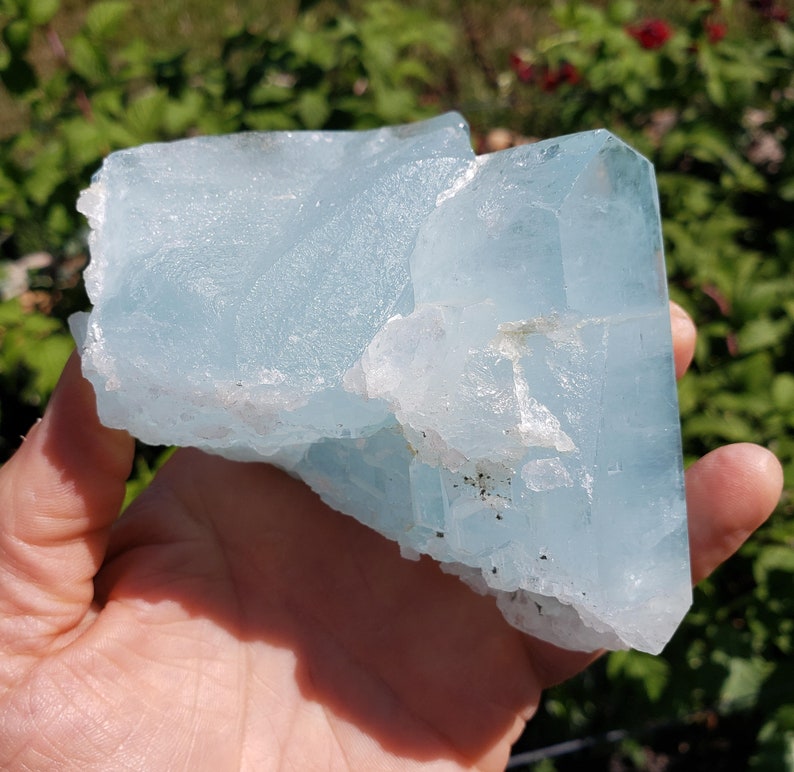Huge Natural Aquamarine Crystal Cluster 1 Lb, Raw Blue Beryl Mineral ...