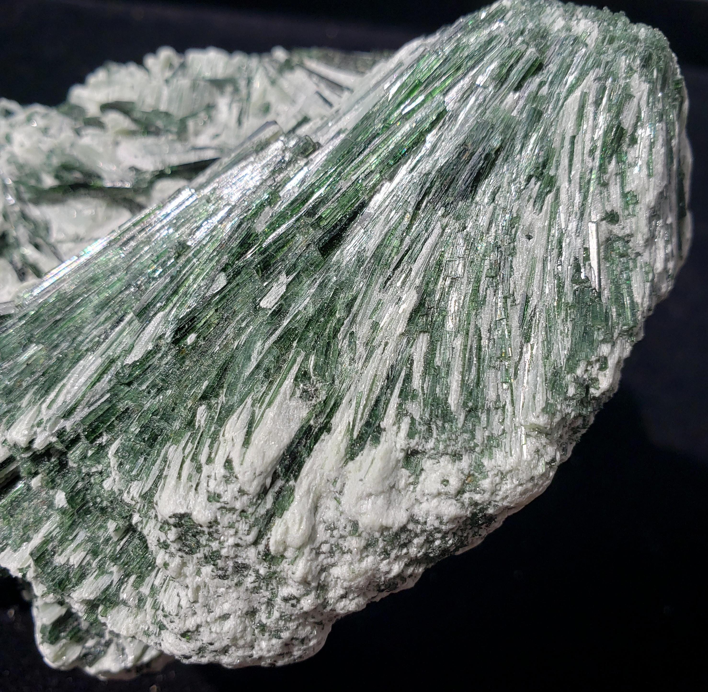 Actinolite Crystal Cluster, Emerald Green Blades in White Talc, Austria ...