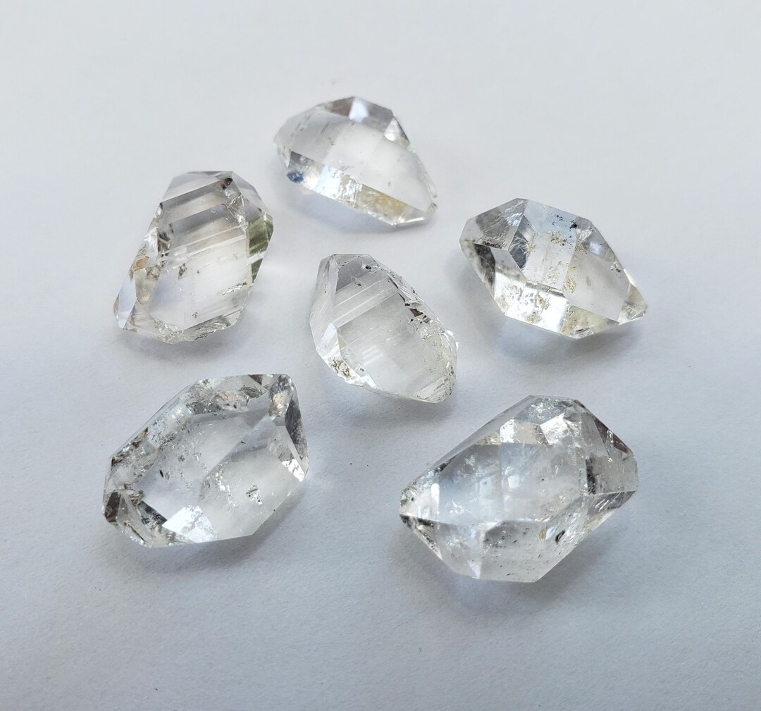 Herkimer Diamond Quartz Crystals 13-14mm, 6 Double Terminated Clear ...