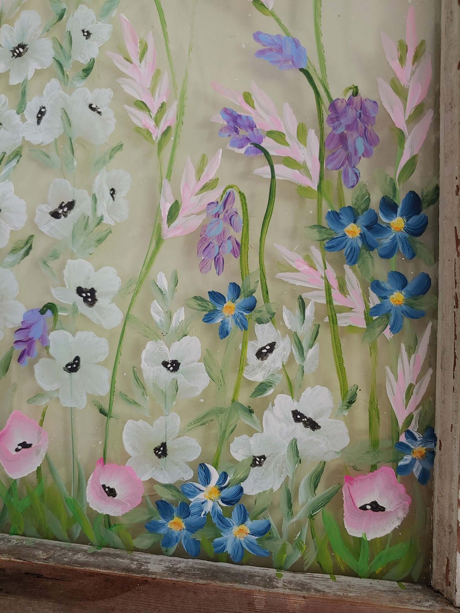 Old Painted Window, Pastel Painted Window, Painted Window, Window Pane ...