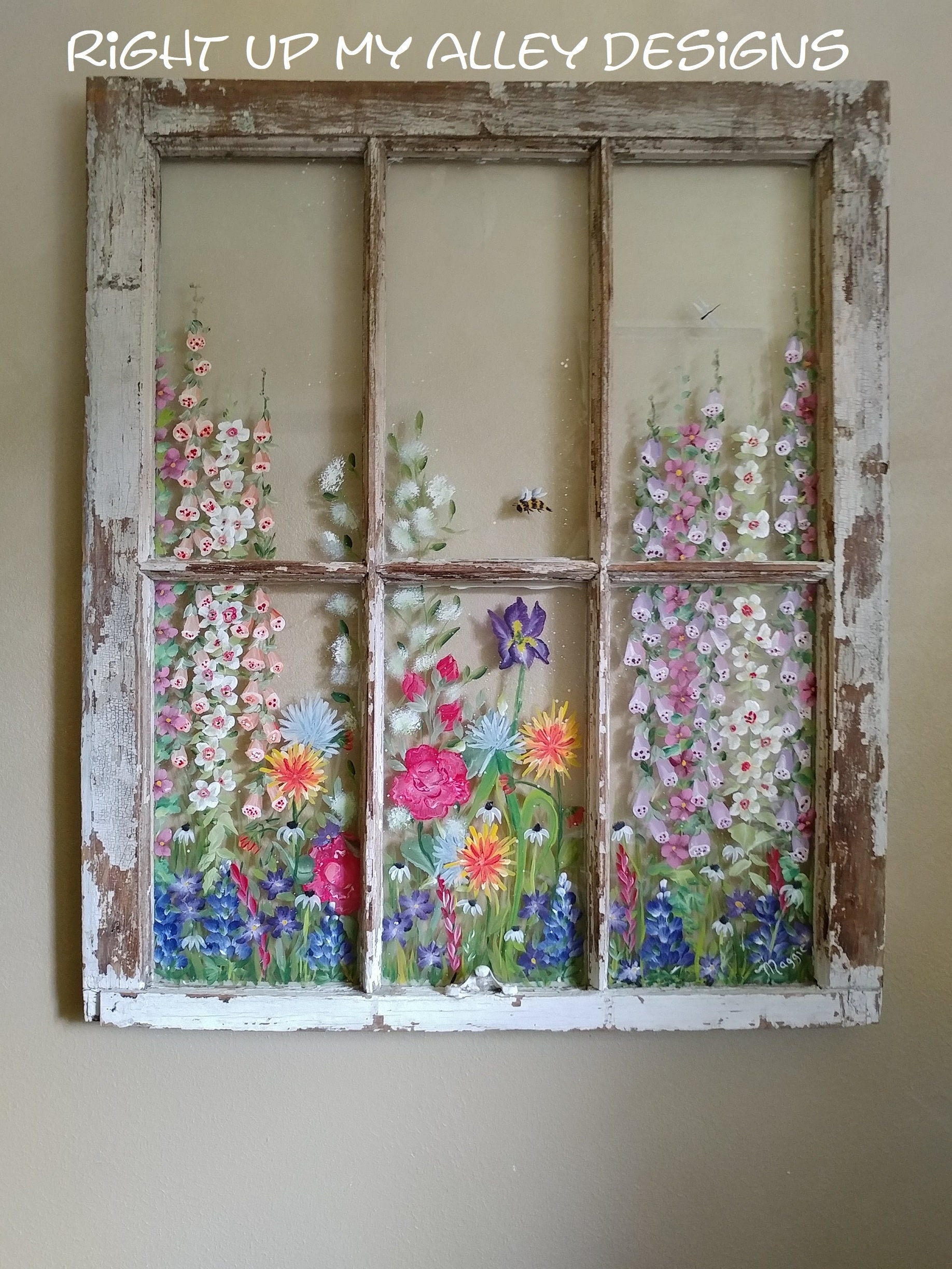 Old Window Wall Art Ideasvintage Window Floral Paneunique - Etsy Canada