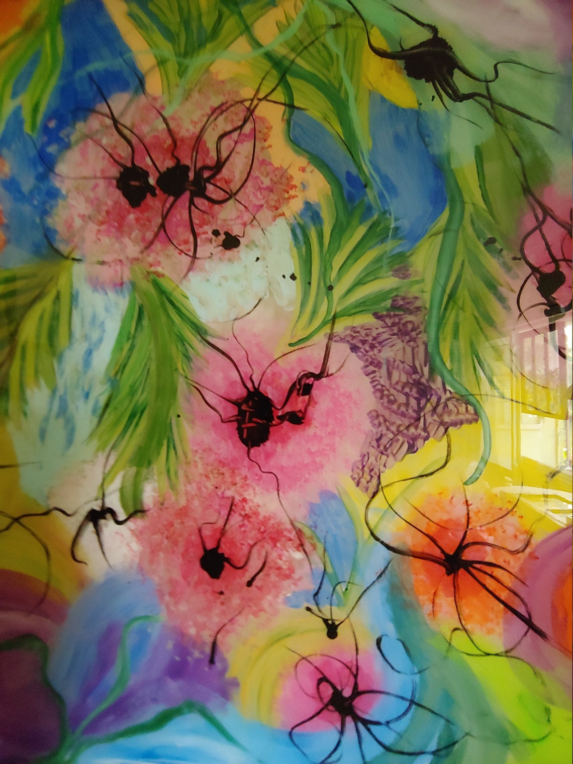 Painted Window Window Pane Art Bohemian Wall Decor Window - Etsy