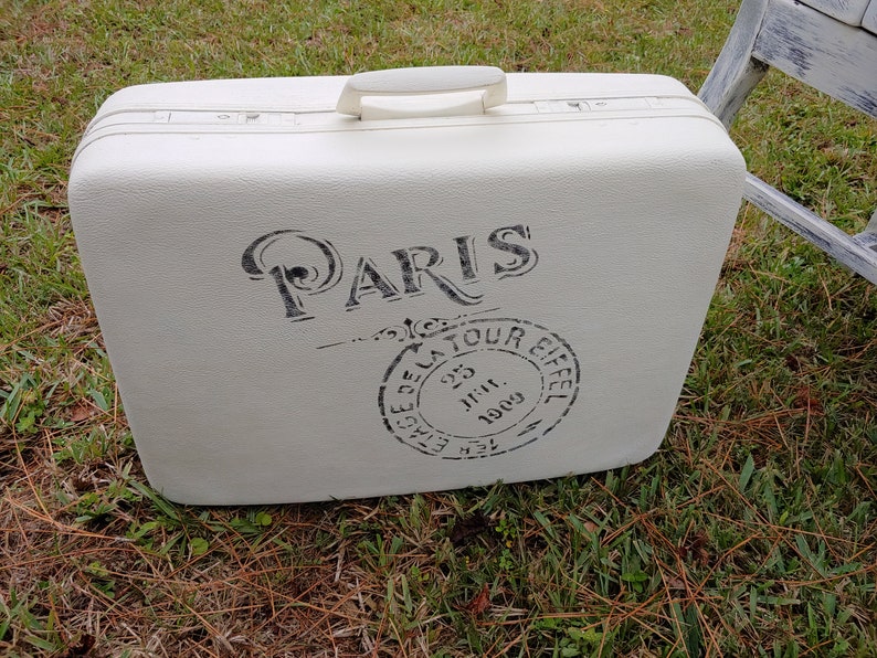 Vintage Luggage,painted Luggage,stenciled Luggage,french Stencils ...