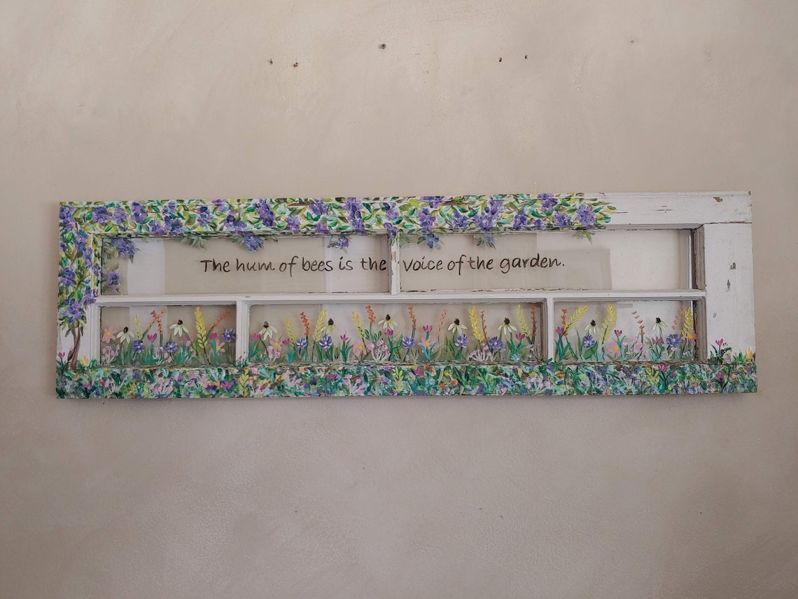 Window Art Window With Quote Window Pane Art Old Painted - Etsy