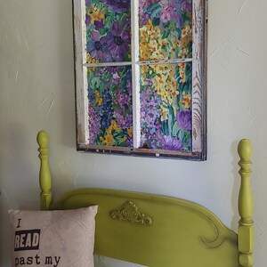 Vintage Window Art, Vintage Window Painting, Old Window Art, Stain ...