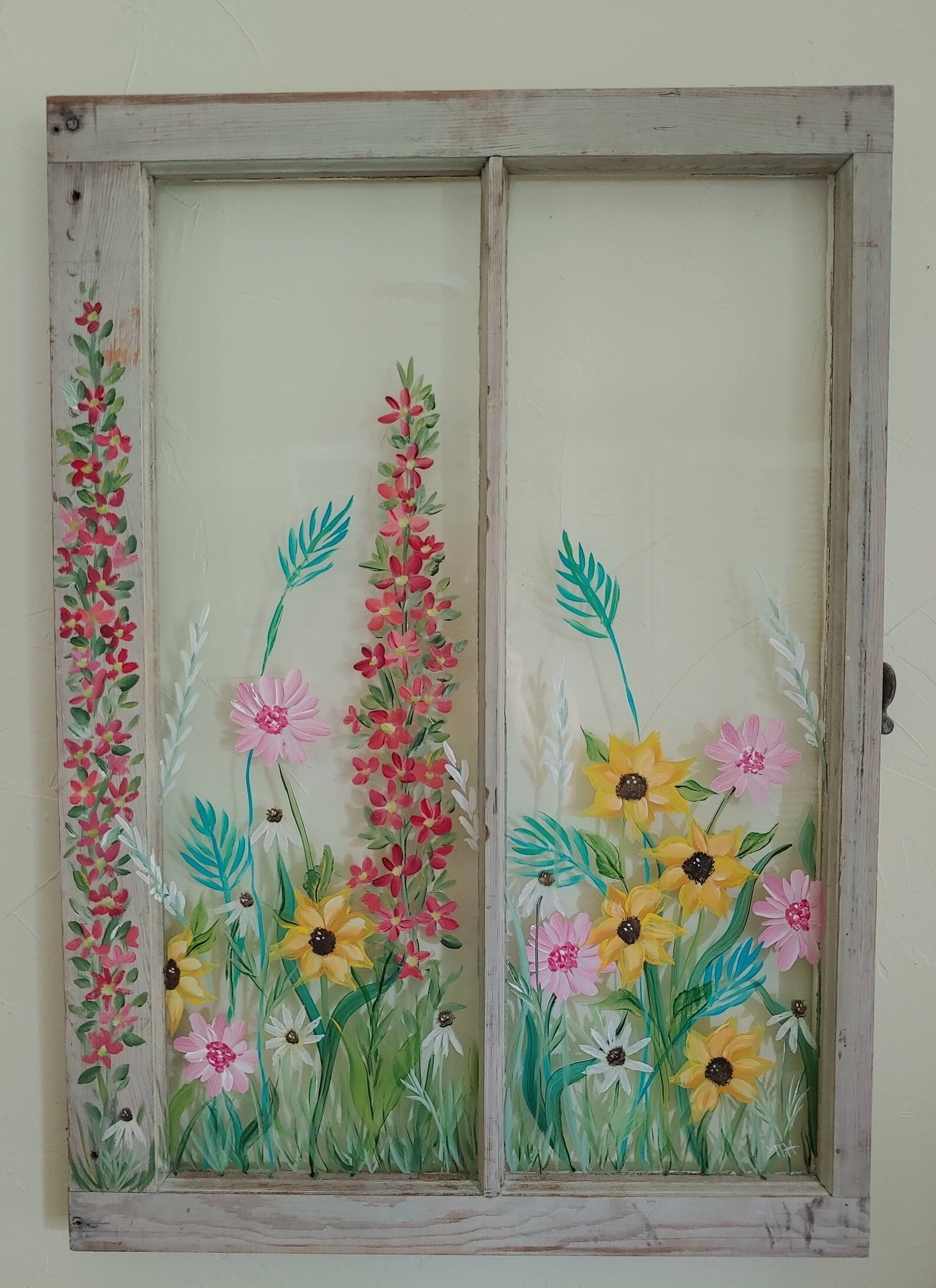 Window Art Painted Window Floral Window Artgarden Art - Etsy