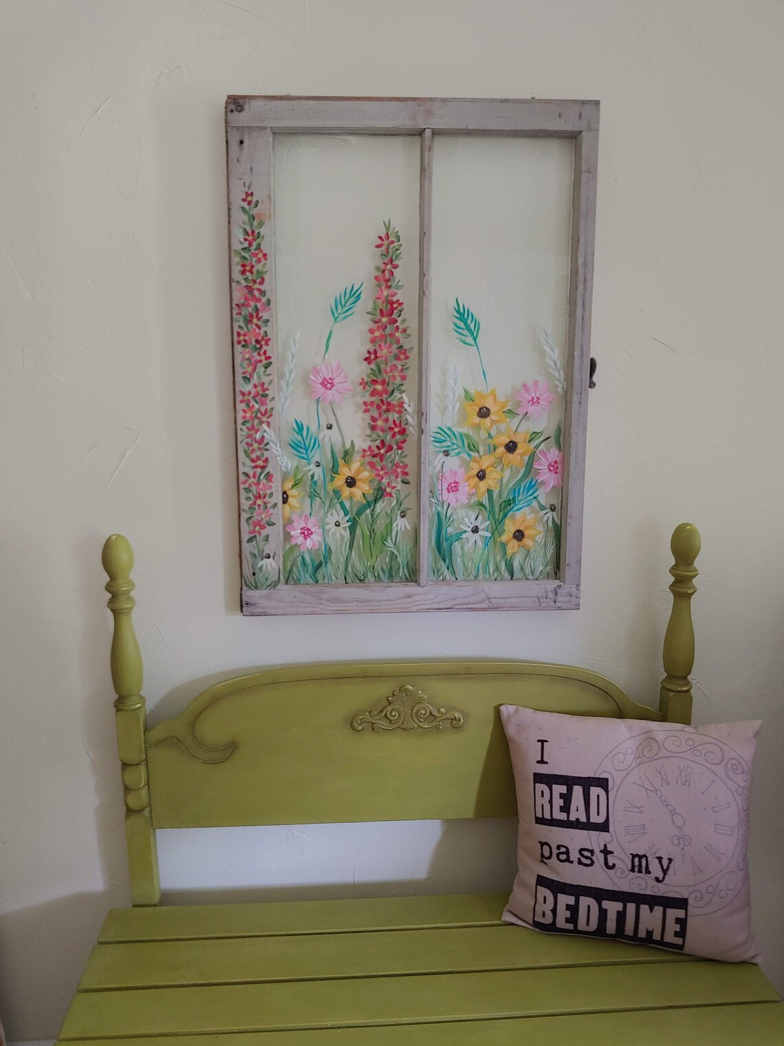 Window art Painted window Floral window artGarden art | Etsy