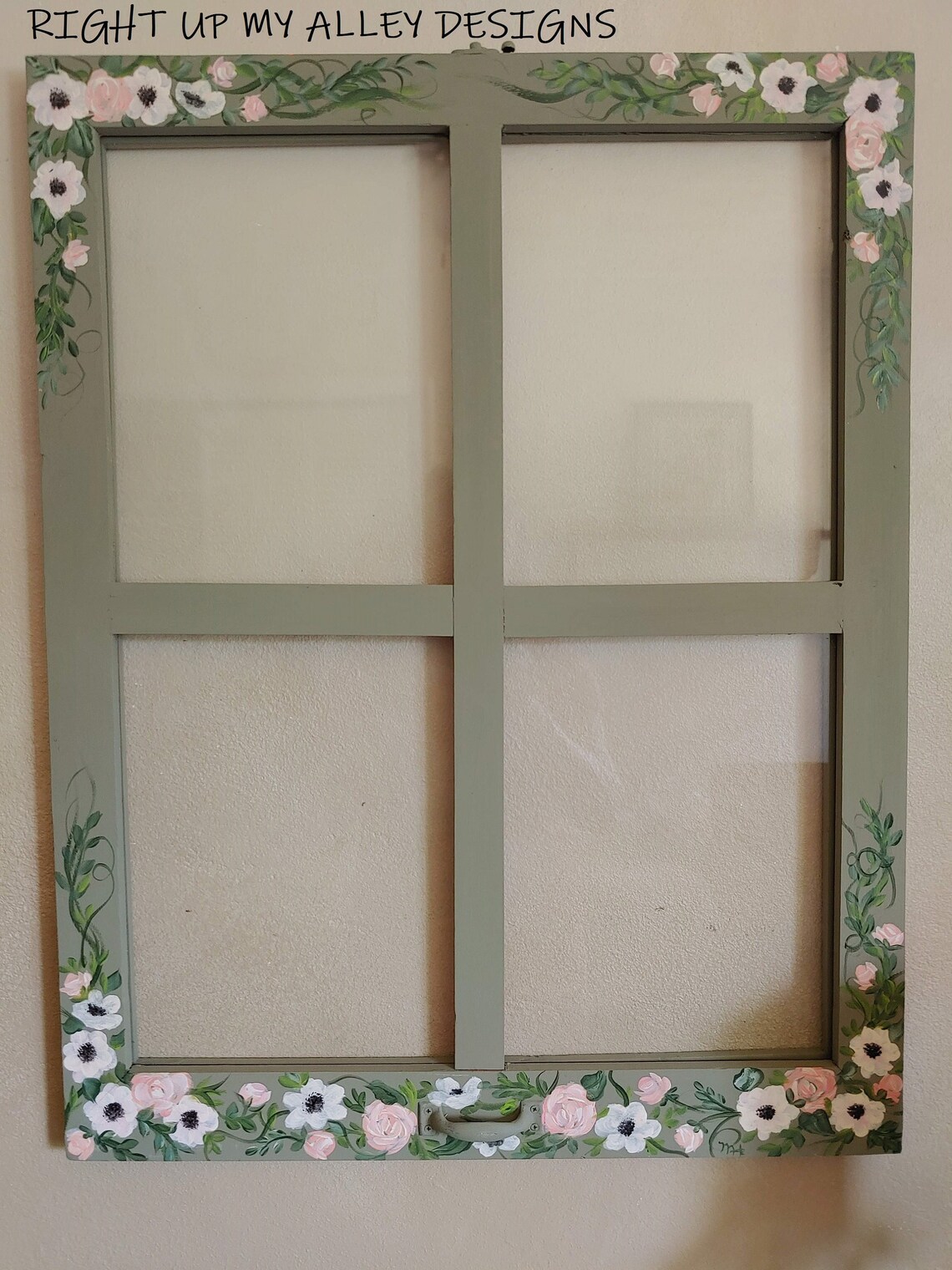 Painted Window Window Pane Art Floral Painted Window Peach - Etsy