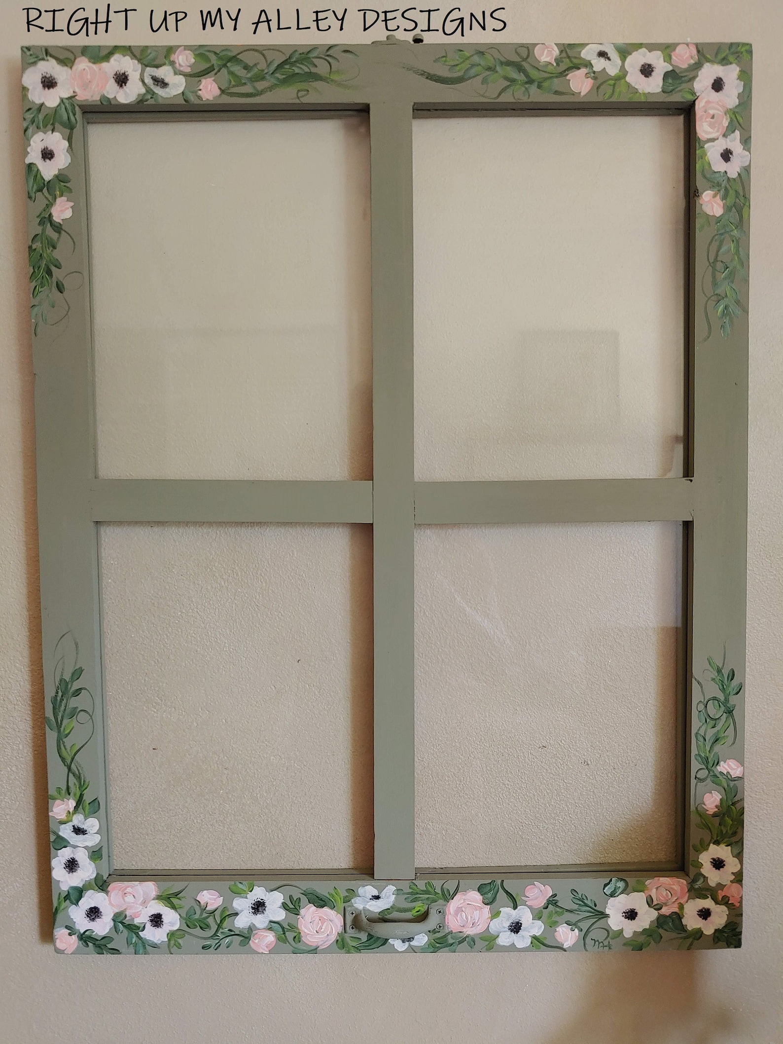 Painted Window Window Pane Art Floral Painted Window Peach - Etsy
