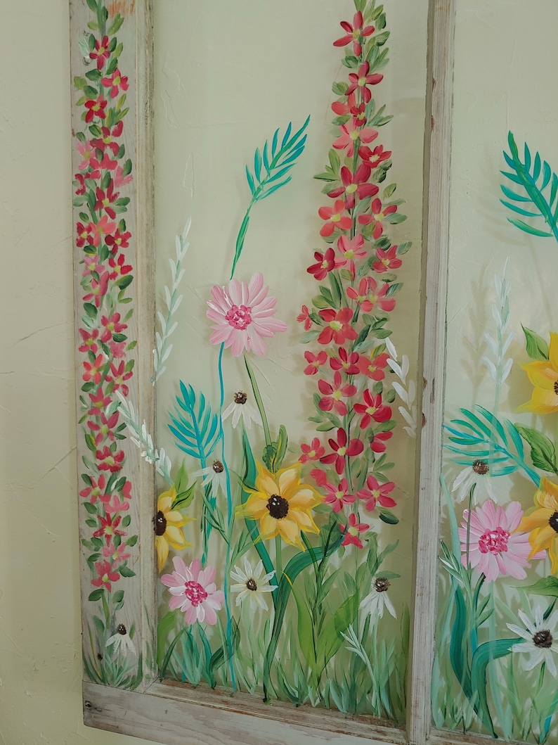 Window Art Painted Window Floral Window Artgarden Art - Etsy