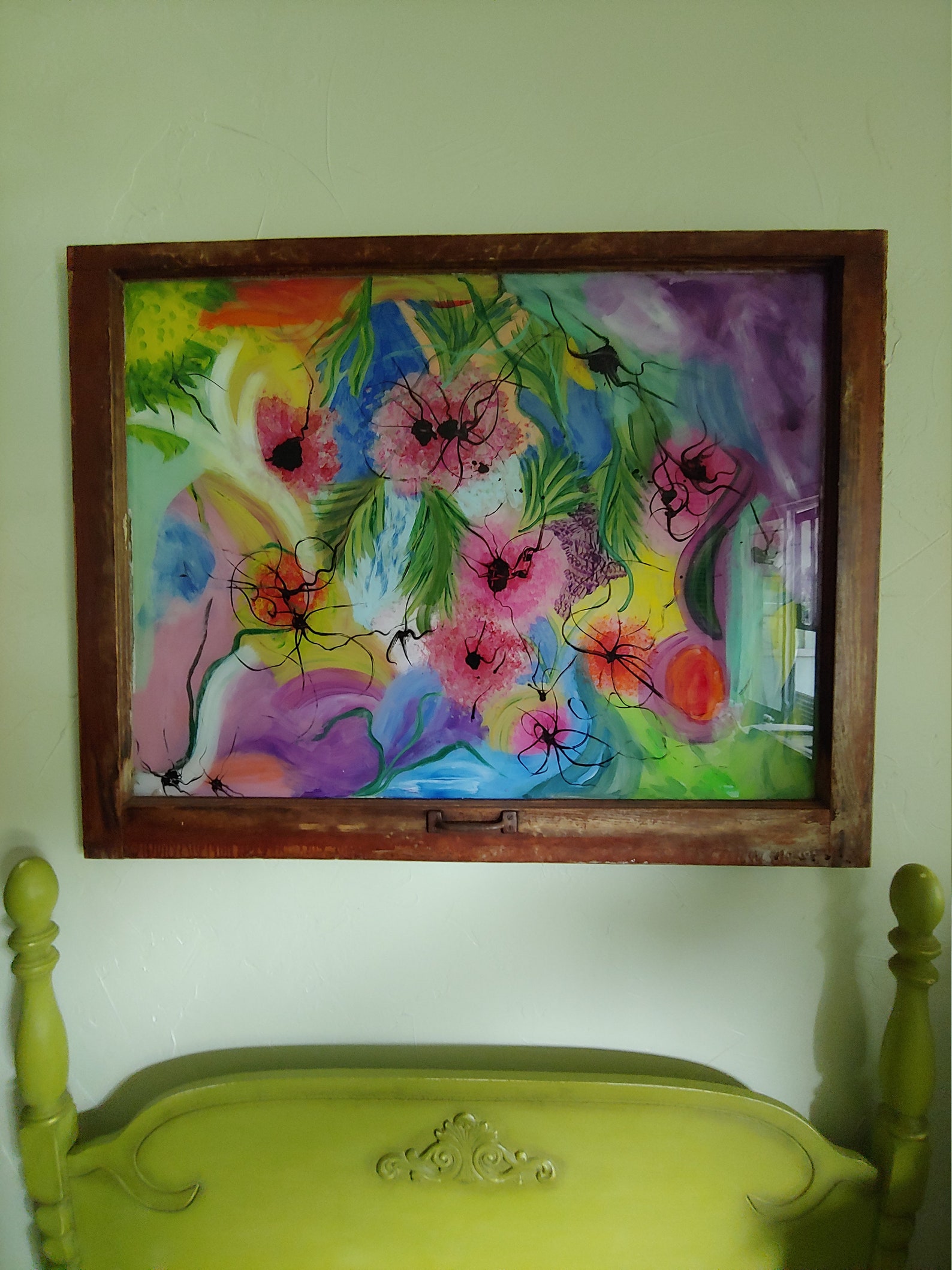 Painted Window Window Pane Art Bohemian Wall Decor Window - Etsy