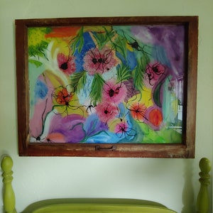 Painted Window, Window Pane Art, Bohemian Wall Decor, Window Wall Art ...