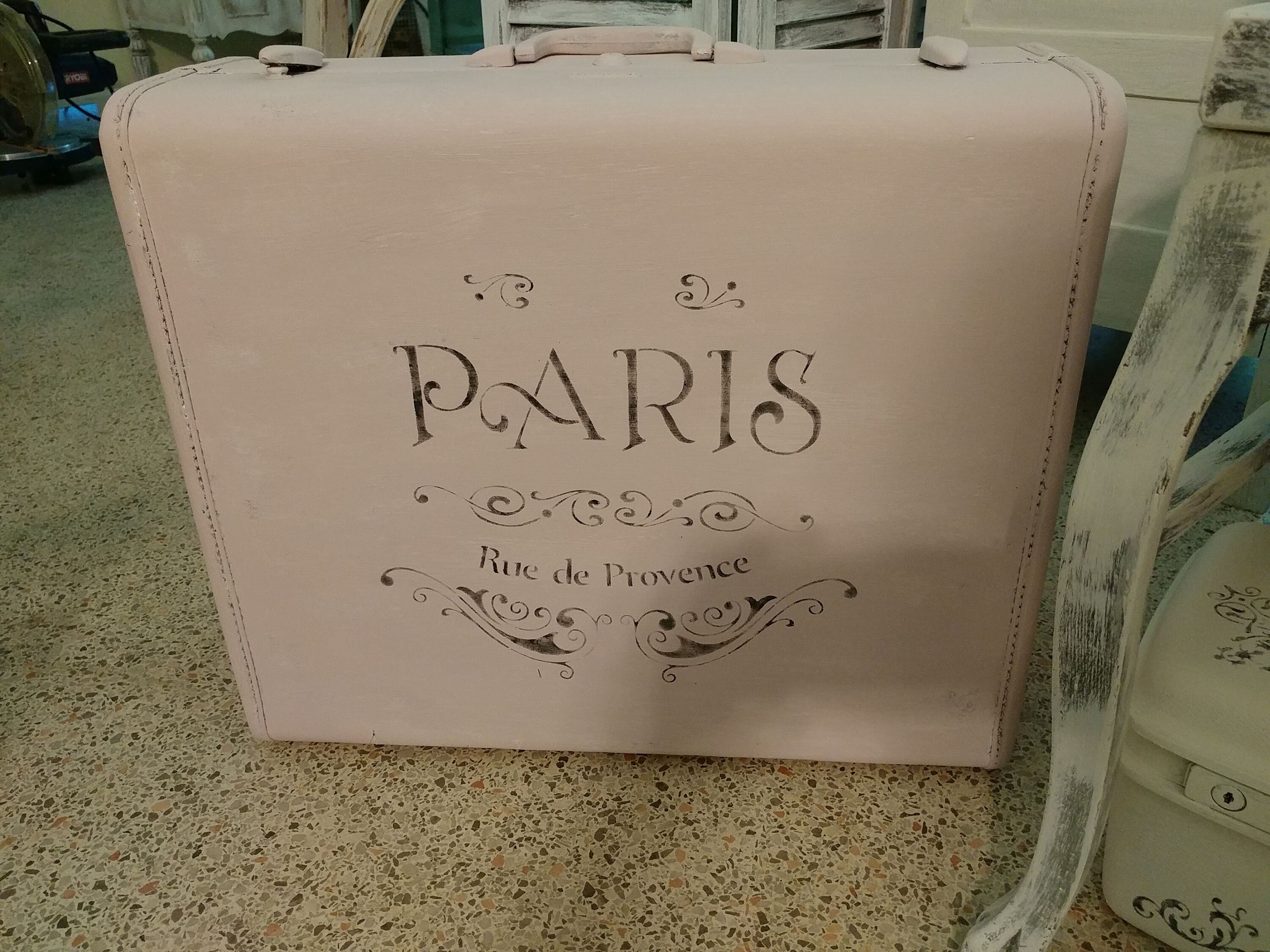 Vintage Luggage,painted Luggage,stenciled Luggage,french Stencils ...