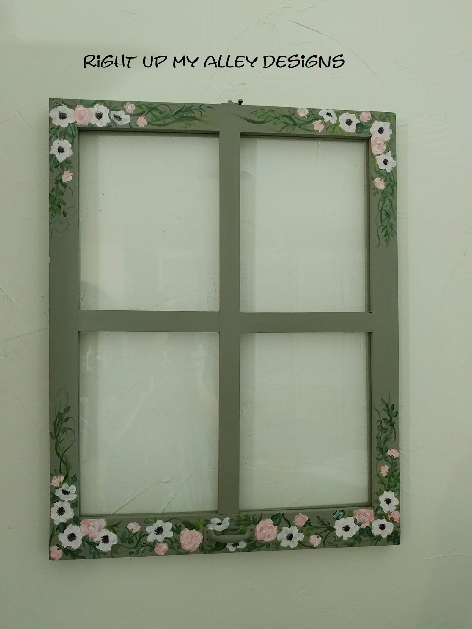 Painted Window Window Pane Art Floral Painted Window Peach - Etsy
