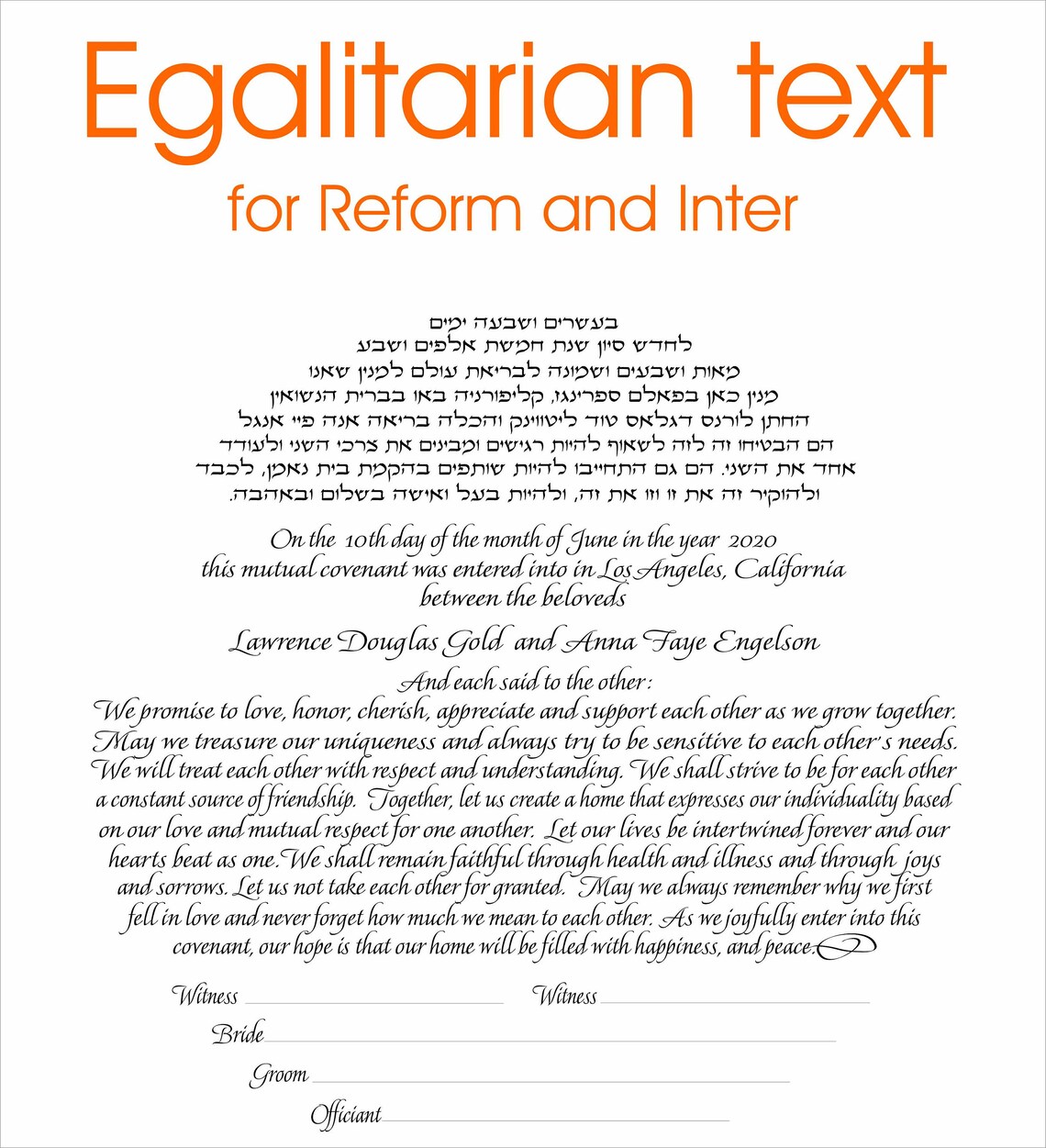 Printable Ketubah Personalization/text Fill-in Included | Etsy