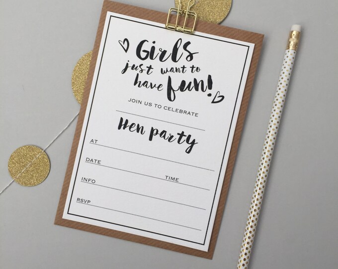 Hen Party Invitations Hen Party Invites Pack Pack of Hen Night Invites ...