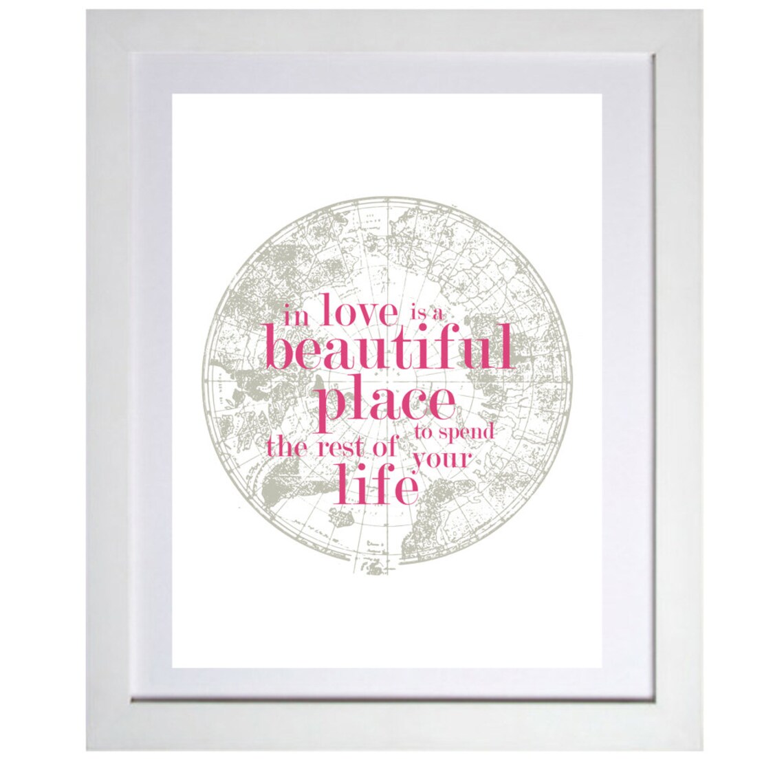 Vintage Map Print Love Map Print in Love is a Beautiful - Etsy