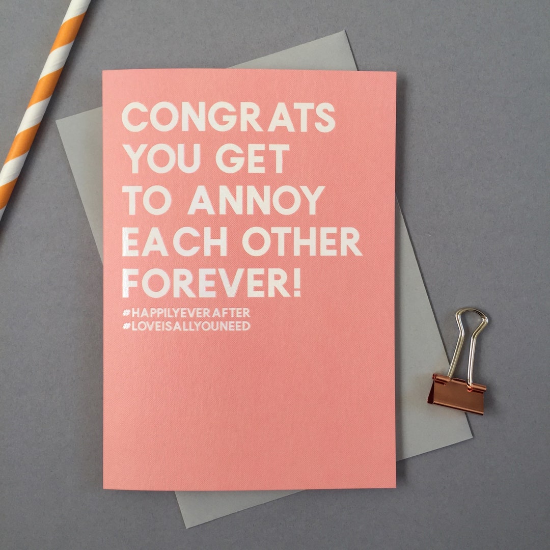 Wedding Card Funny Wedding Card Marriage Card Civil Partnership Card