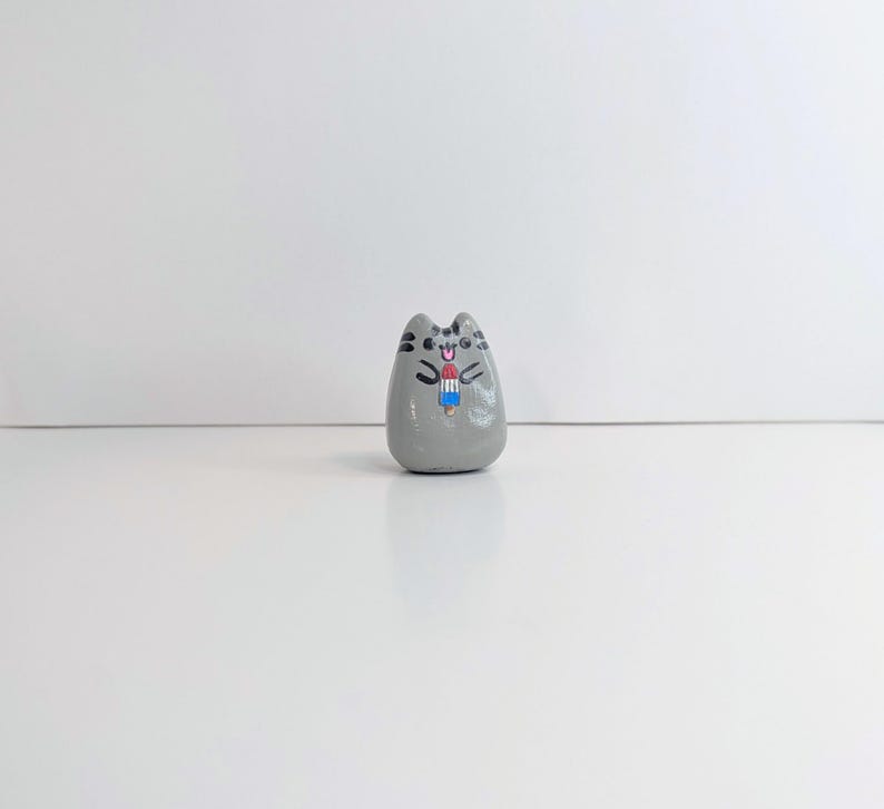 Pusheen the Cat Fat Gray Kitty Melting Ice Pop Popsicle Figure Statue ...